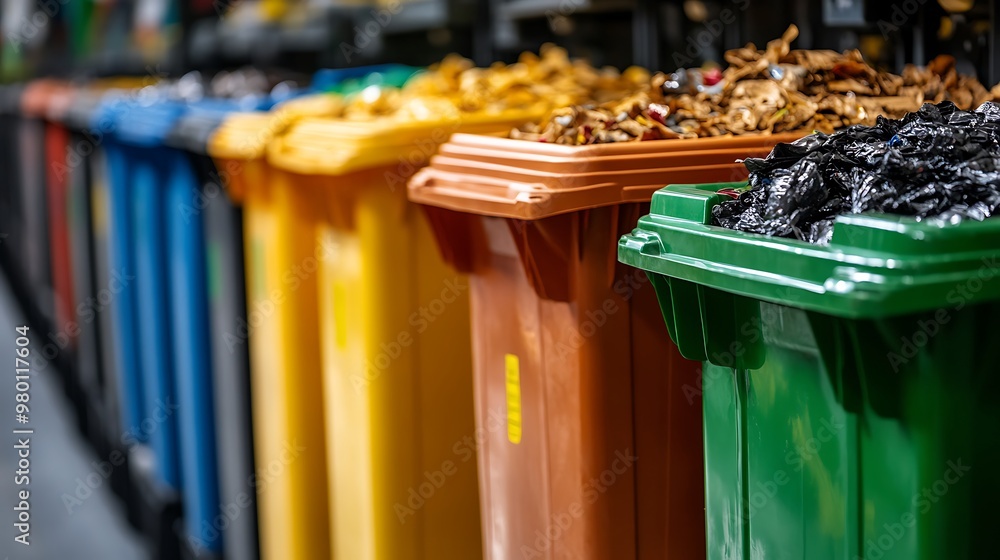 Waste segregation bins for separating recyclable and non-recyclable ...