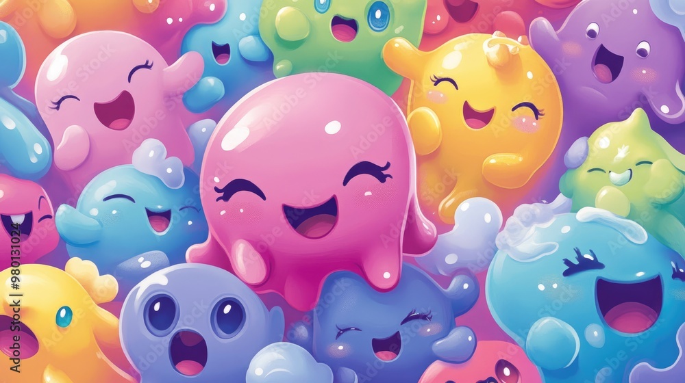 Colorful cartoon mascots featuring adorable and funny characters with ...