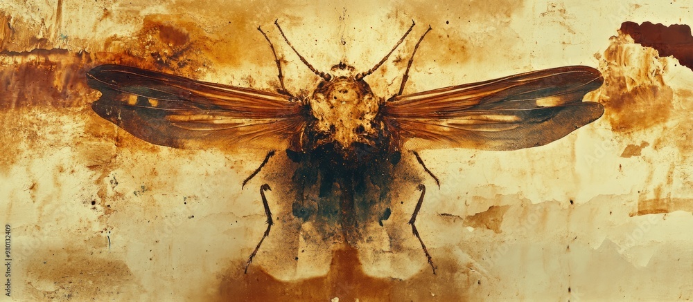 Surreal depiction of an ancient creature or insect created through ...