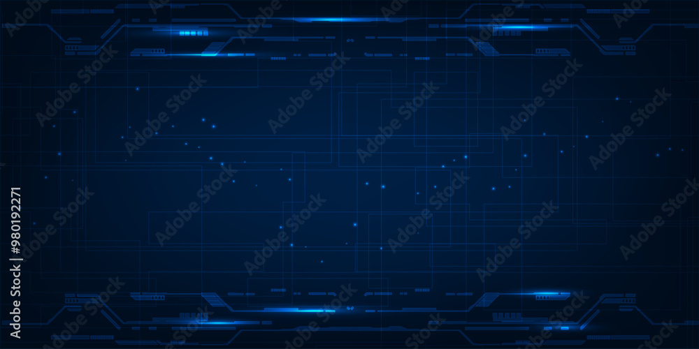 Vector illustration of Abstract blue digital hi tech background with ...