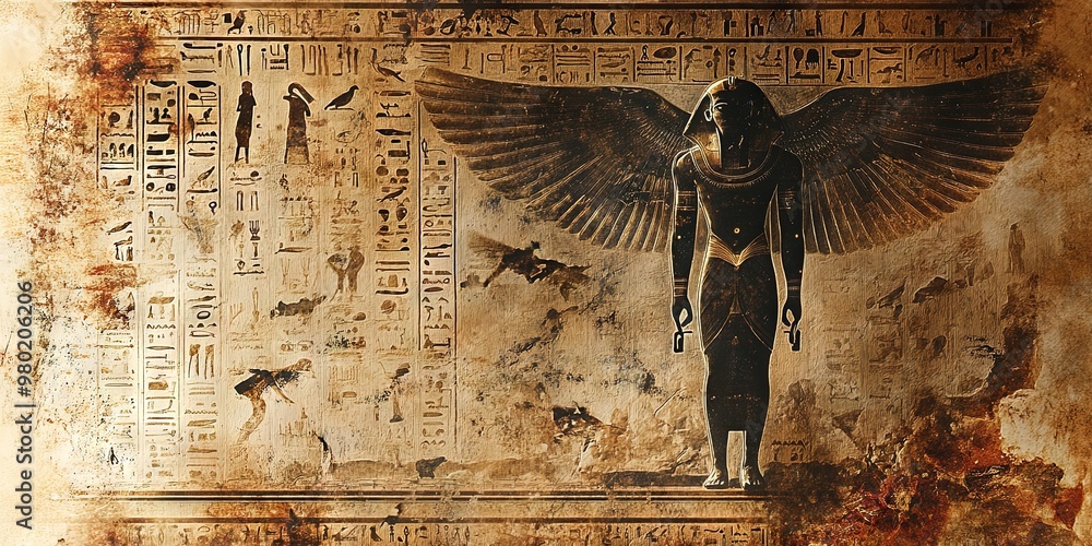 ancient egyptian hieroglyphics drawing of AI robot dominating mankind ...