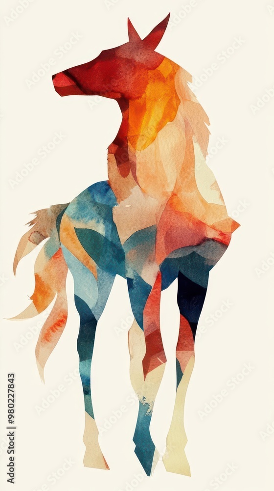 Folding techniques flat design side view animal shapes watercolor Splitcomplementary color ...