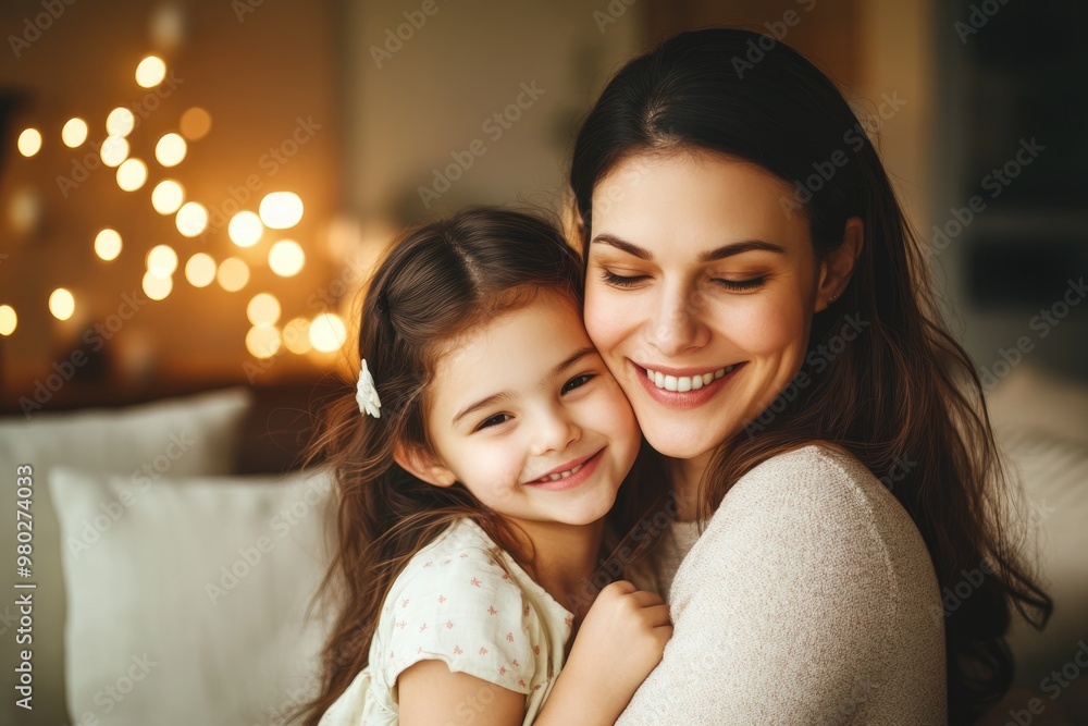 High-resolution brightly lit photorealistic candid photograph of a mother and daughter bonding ...