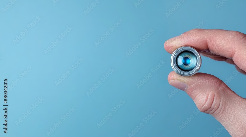 Doctor s hand holding a small flashlight to check a patient s eyes, eye ...