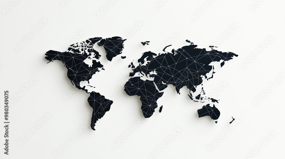 Minimalist World Map with Outline Shapes, A minimalist world map with ...