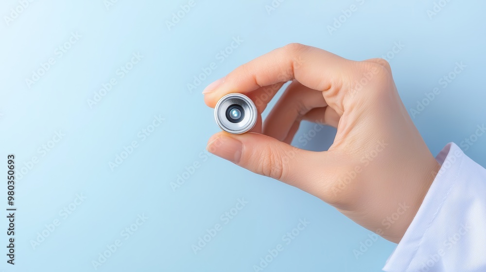 Doctor s hand holding a small flashlight to check a patient s eyes, eye ...