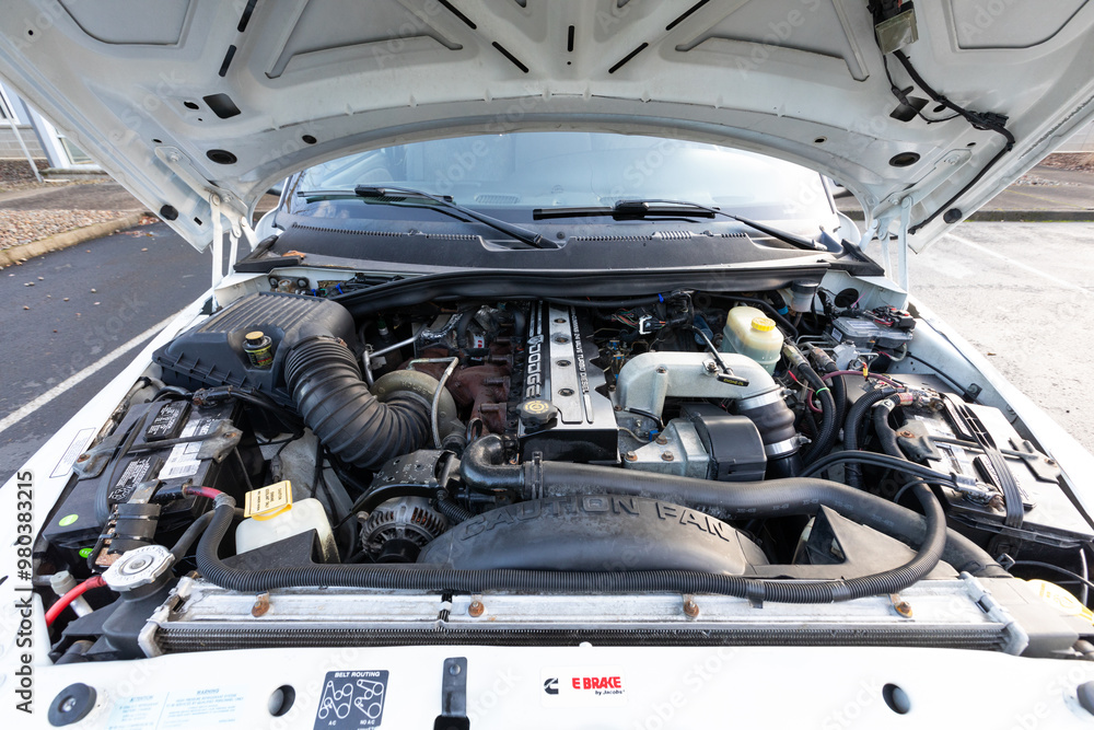 Portland, OR, USA - Dec 8, 2023 - 2001 White Dodge Ram 3500 dually ...