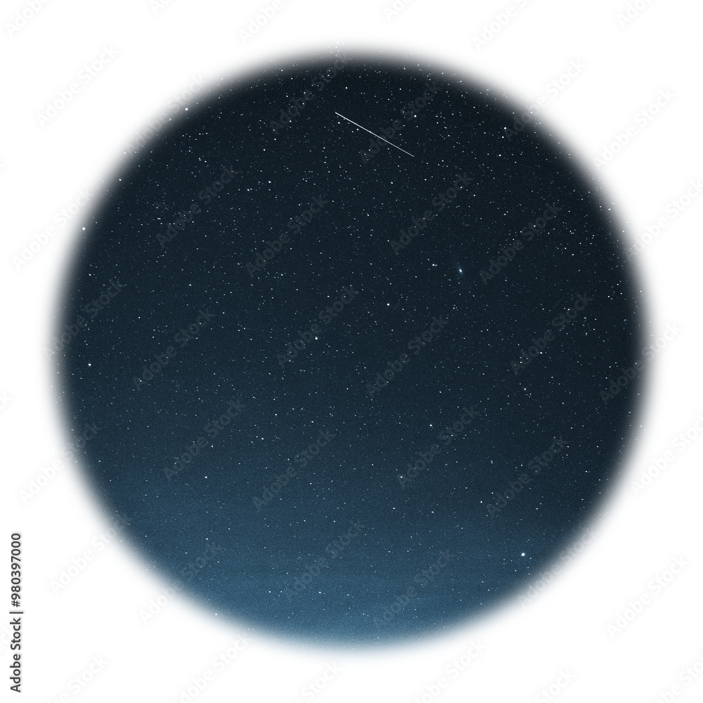 Shooting star png on starry sky badge sticker, aesthetic photo in blur edge circle, transparent ...