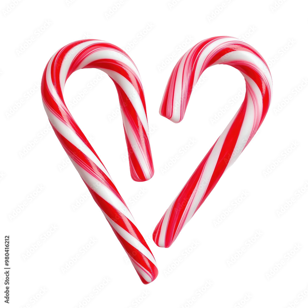 Sweet Candy Cane Hearts isolated on white or transparent background, png clipart, design element ...