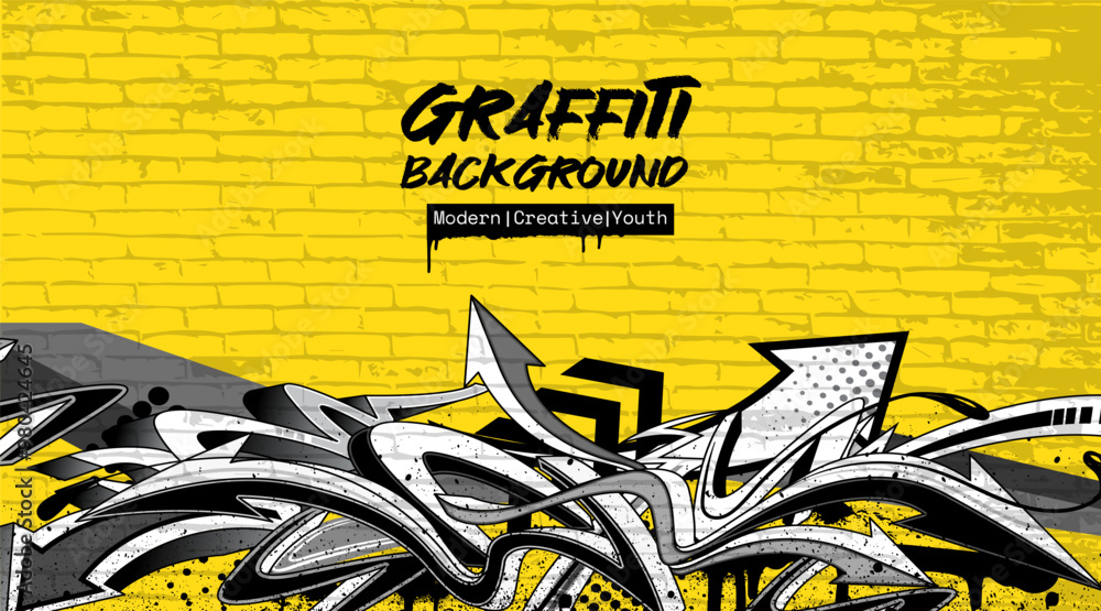 Abstract colorful graffiti art background. Decorative vector arrows in ...