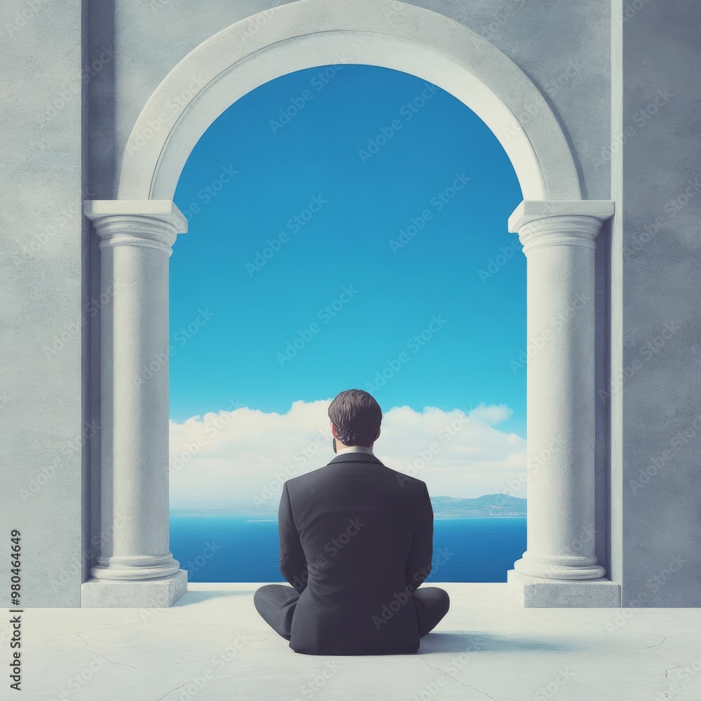 Sagittarius philosopher, open horizon, thoughtful pose, deep ...