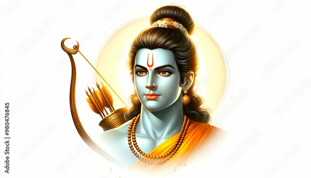 Lord Rama portrait art design for happy dussehra festival on white ...