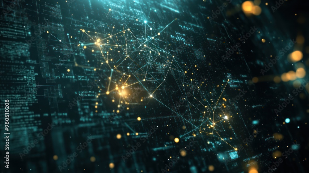 Quantum entanglement illustrated with glowing particles connected by ...