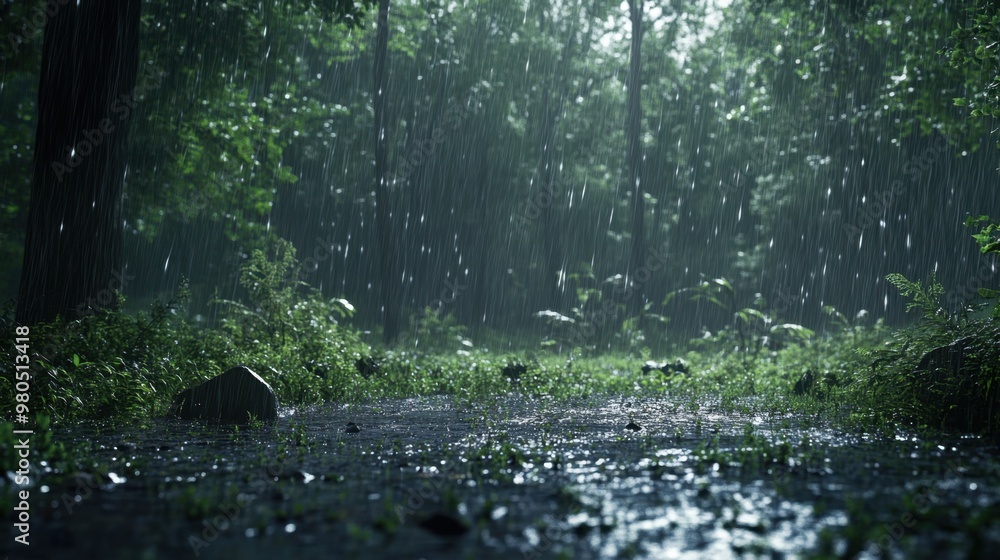 Realistic rain overlays with detailed rainfall effect, adding depth and ...
