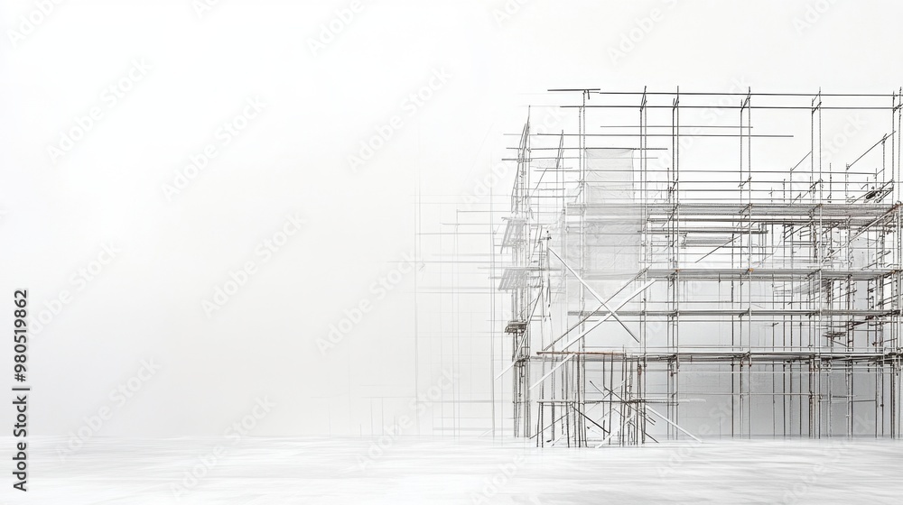 White background with detailed house construction elements showing ...