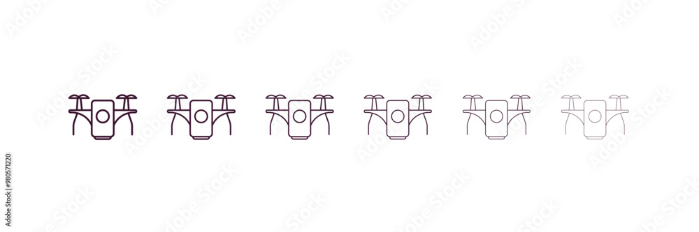 unmanned aerial vehicle outline icon. Linear vector from ai and tech concept. 6 different line ...