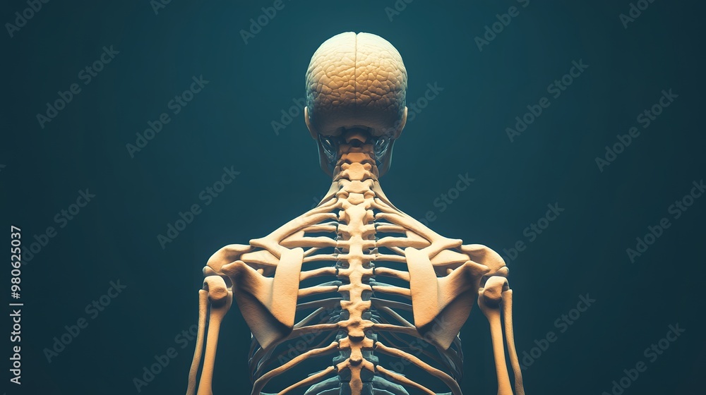 Hyper-realistic illustration of a human skeletal system, showing ...