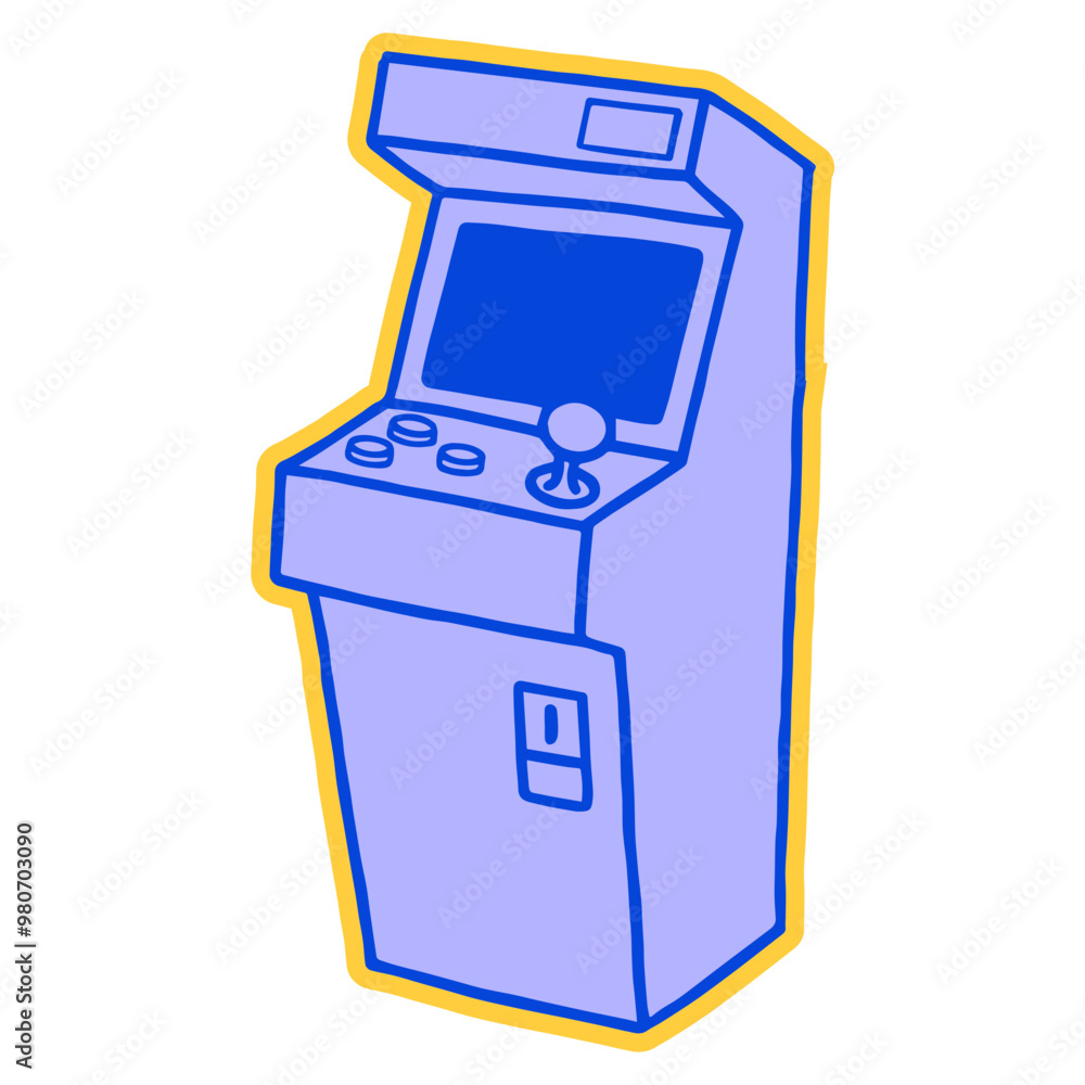 Vector de Stock Hand-drawn vintage arcade machine from the 90s. Retro ...