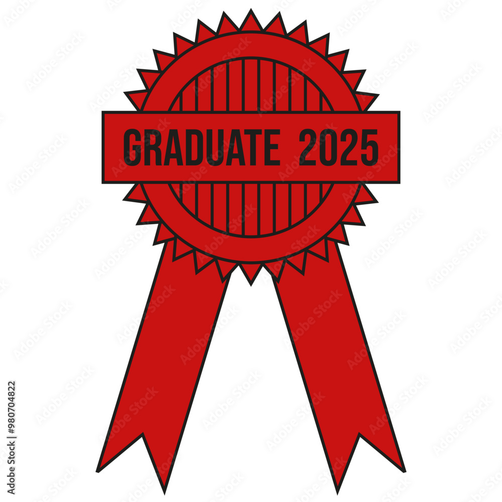 Graduate 2025 Stamp with ribbon template design isolated transparent ...