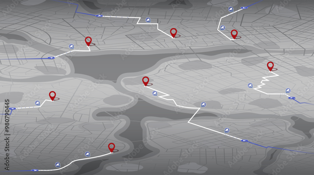 Concept of speed detection. Location tracking radar and road traffic ...