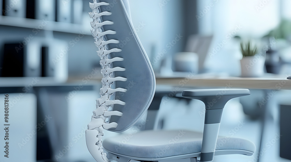 Human spine aligned with ergonomic curves of office chair. Stock ...