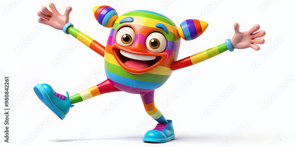 Colorful cartoon body parts, including a smiling face, energetic arms ...