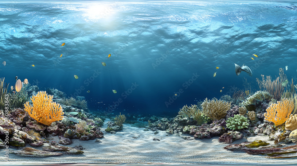 Ilustração Underwater world 8K v6 360 degree, equirectangular ...