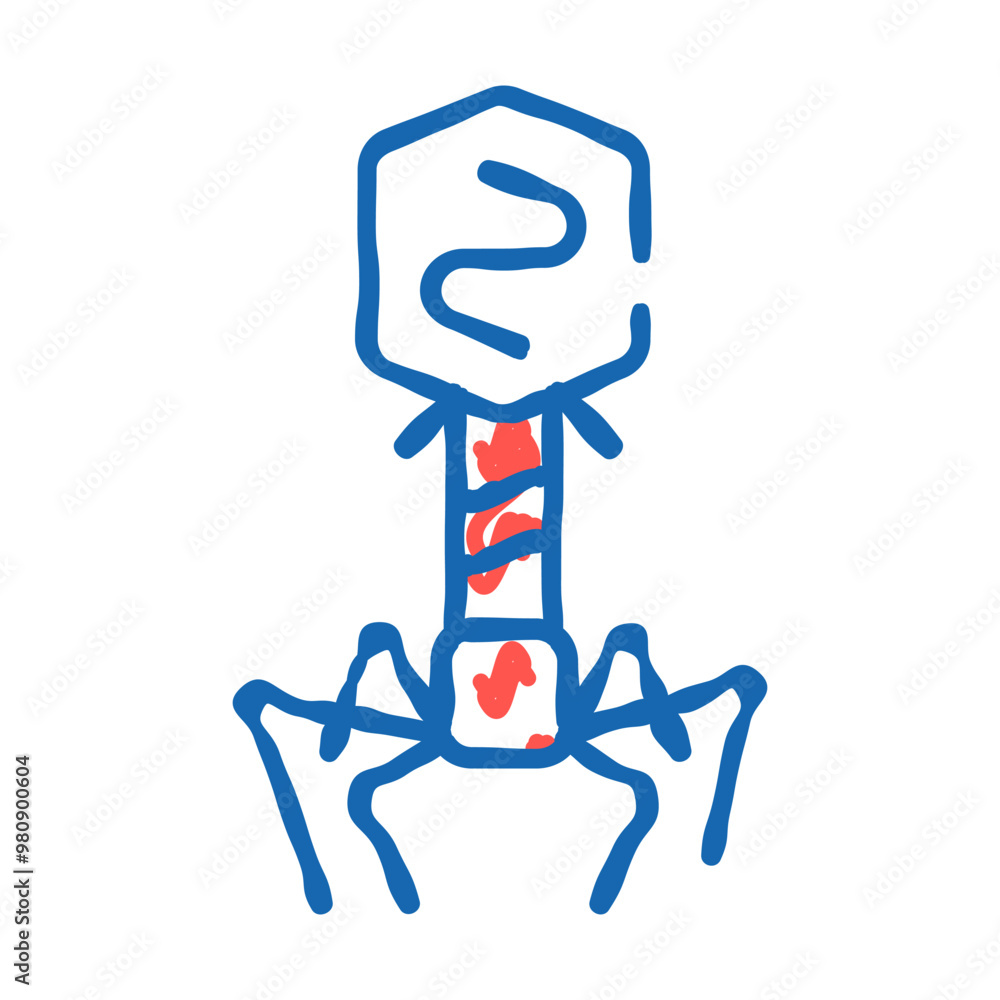 bacteriophage virus doodle icon sketch vector. bacteriophage virus sign ...