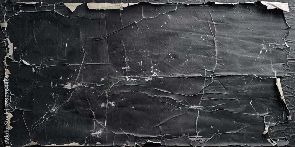 Empty old vintage black scratch torn poster overlay texture background ...
