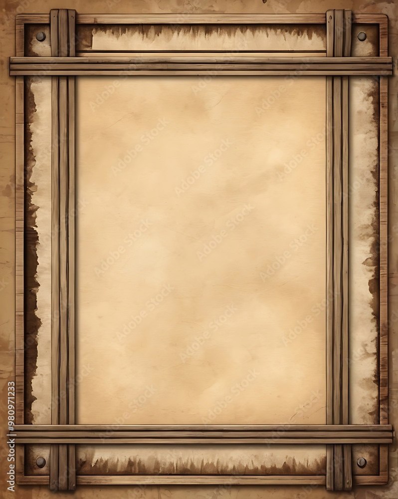 wood frame on antique rustic vintage paper with a border line Stock ...