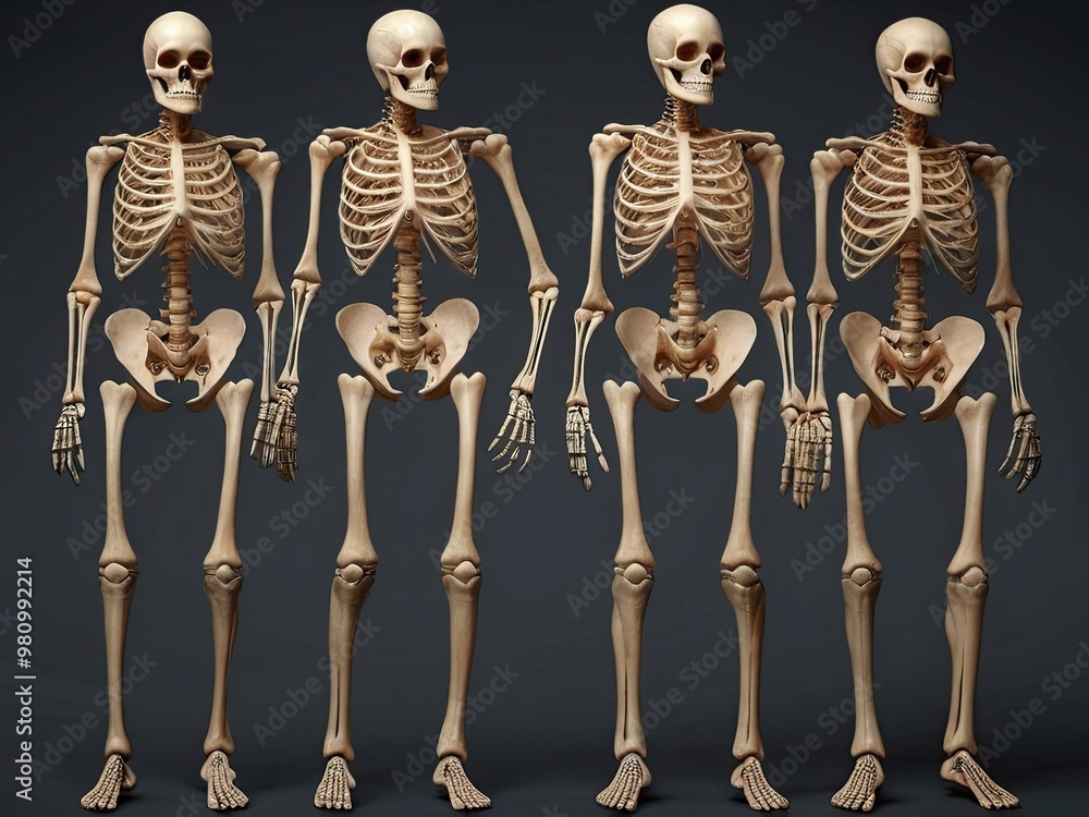 Scary human skeleton anatomy illustration for halloween Stock ...
