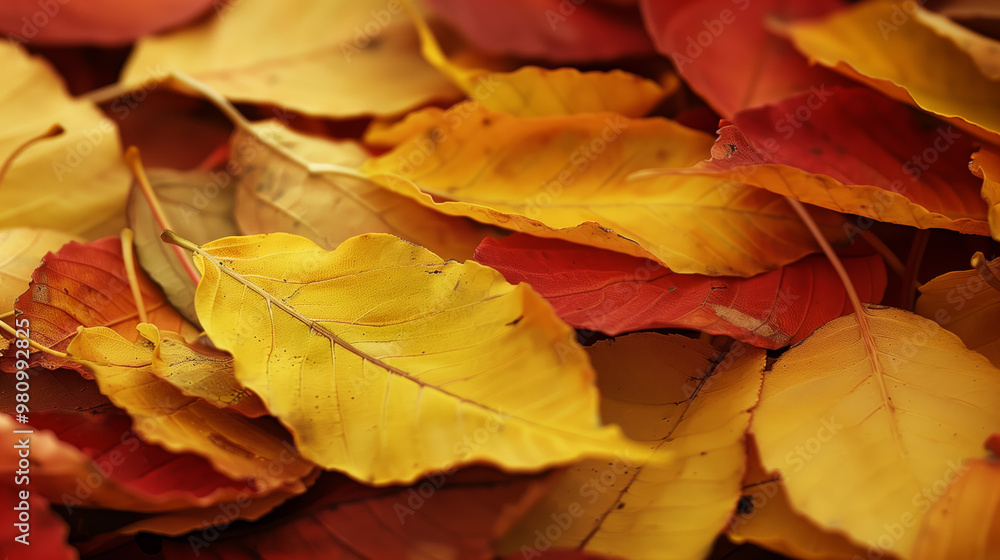 Scattered fall leaves background, Seasonal decoration concept, Autumn ...