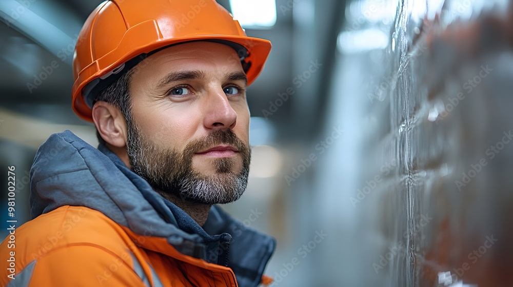 Engineer conducting an in-depth inspection of building walls, with a ...