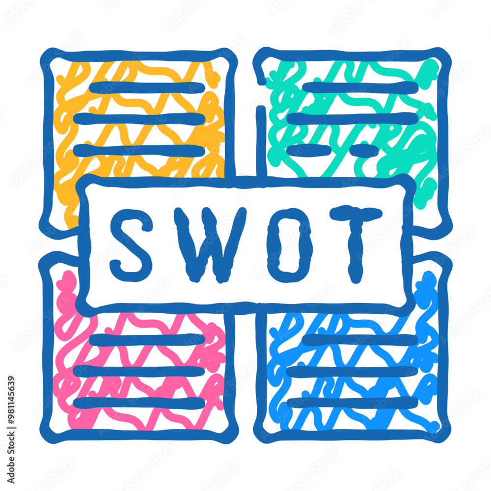 swot analysis doodle icon sketch vector. swot analysis sign. isolated ...