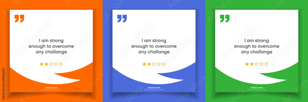 3D bubble testimonial banner, quote, infographic. Social media post ...