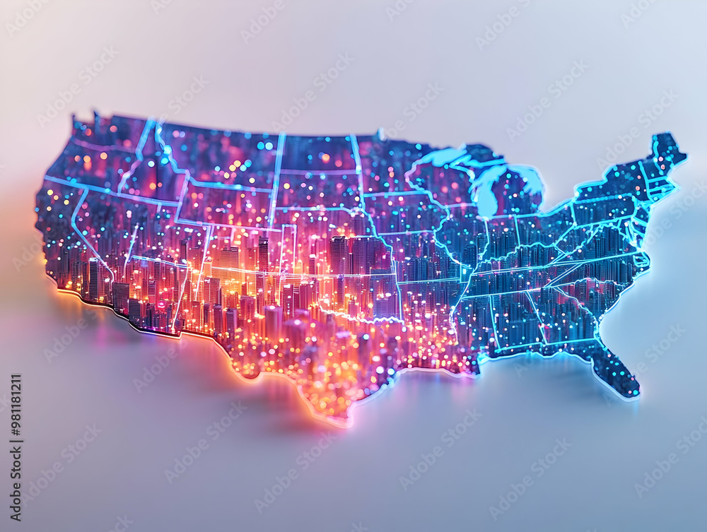 Flat Holographic Electoral College Map: Aerial View of Detailed Map ...