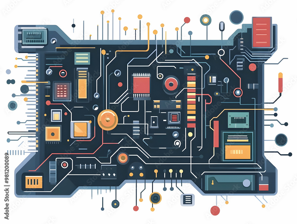 Flat Vector Illustration of a Circuit Board Design for Vote Counting ...