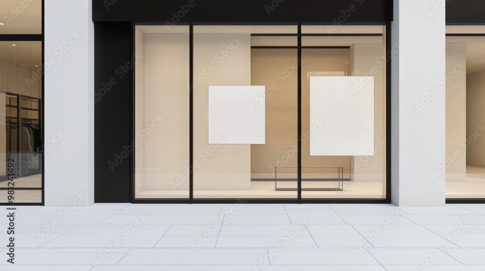 A digital storefront mockup with moving Black Friday sale signs and ...