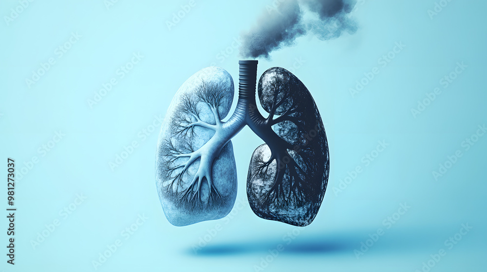 Healthy vs. Smokers' Lungs Stock Illustration | Adobe Stock