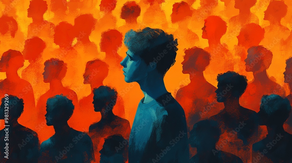 Emotions in the Digital Crowd: AI-Designed Illustration of Frustrated ...