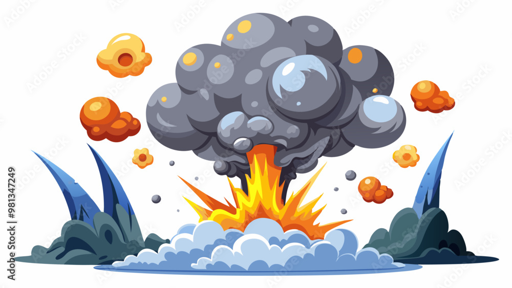 Vector de Stock Magic smoke explode process animation sprite sheet. Cartoon clouds, steam vfx ...