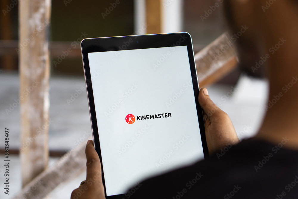 Dhaka, bangladesh- 18 Sep 2024: Kinemaster logo is displayed on iPad ...