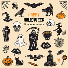 Vintage Halloween Clipart Set Free Stock Photo - Public Domain Pictures