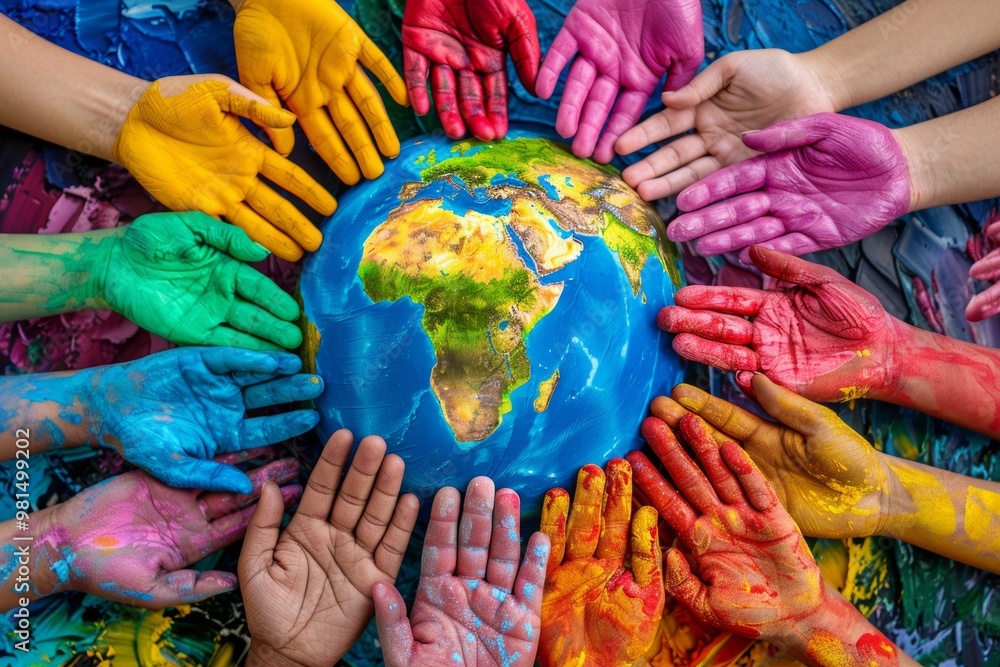 Diverse Hands Holding Earth A Concept Representing Unity and ...
