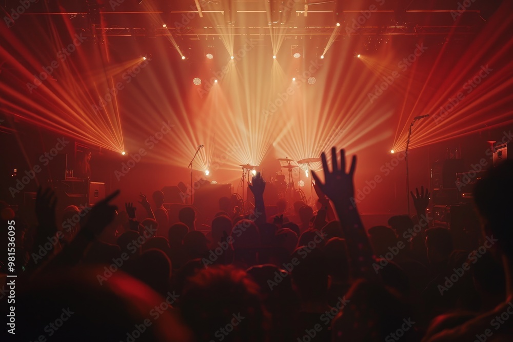 A crowd of people gathered together in a black and white setting ...