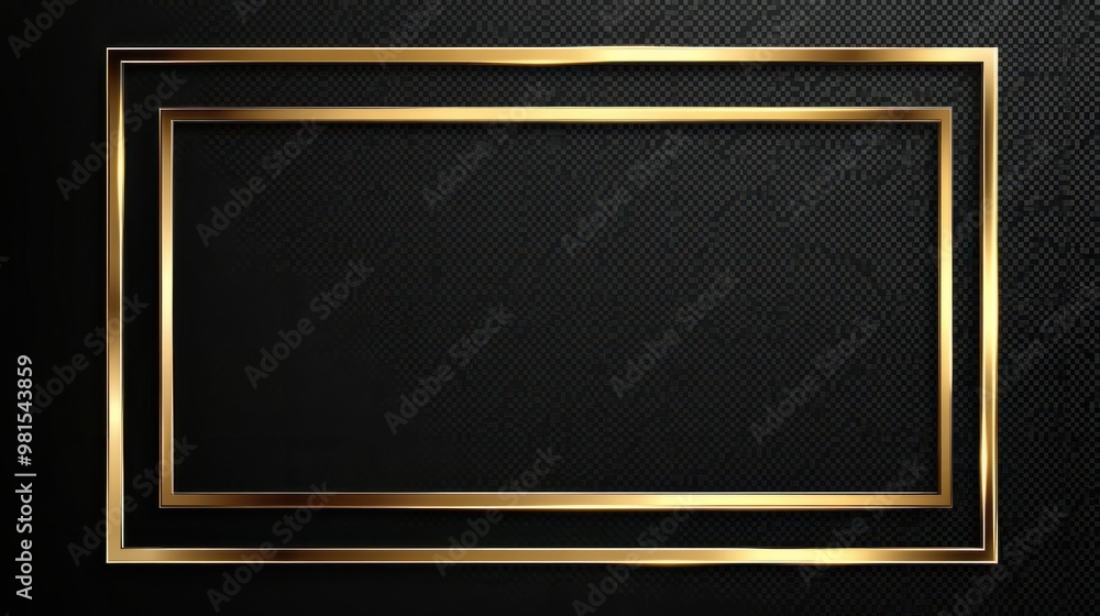Double line rectangle golden frame. isolated on transparent background ...