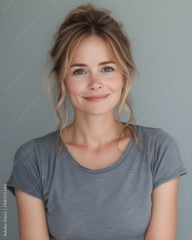 minimalist portrait of a beautiful middle-aged scandinavian woman with ...