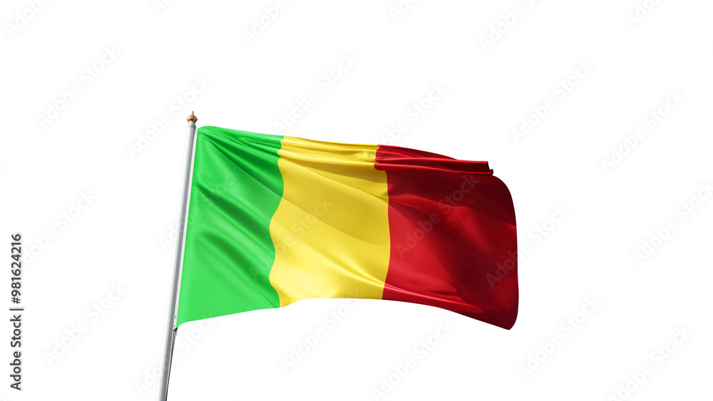 flag of mali on a transparent background, waving in the wind, national ...