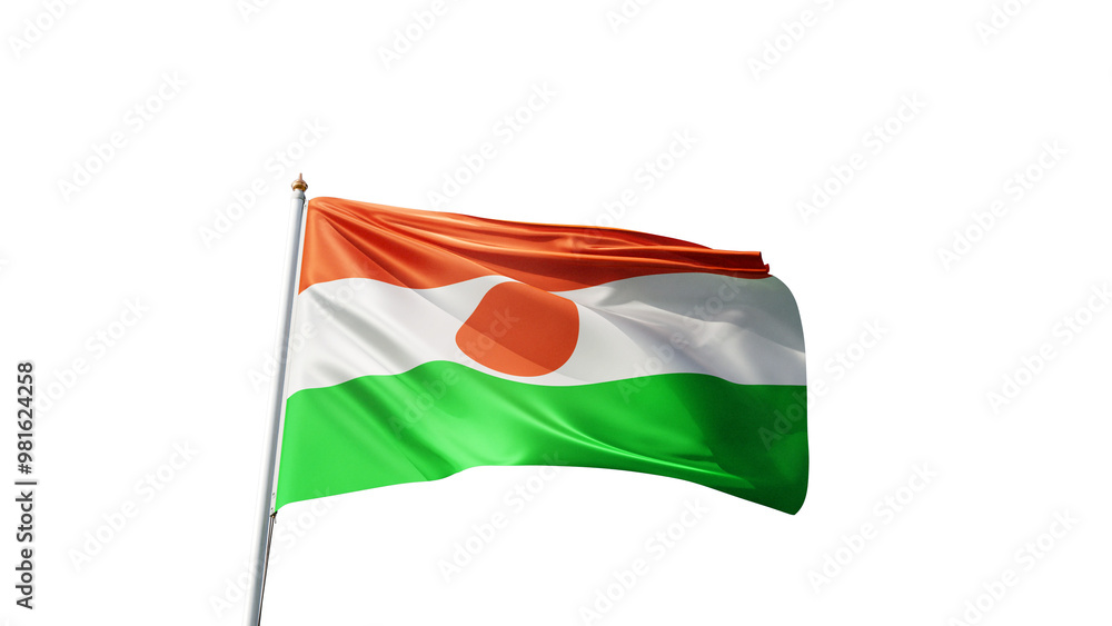 flag of niger on a transparent background, waving in the wind, national ...