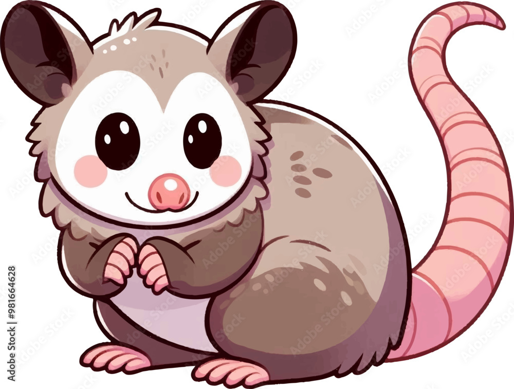 cute cartoon screaming opossum Stock Vector | Adobe Stock